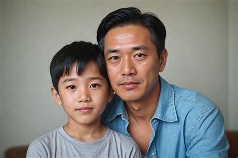 Father And Son Portrait Premium AI Generated Image
