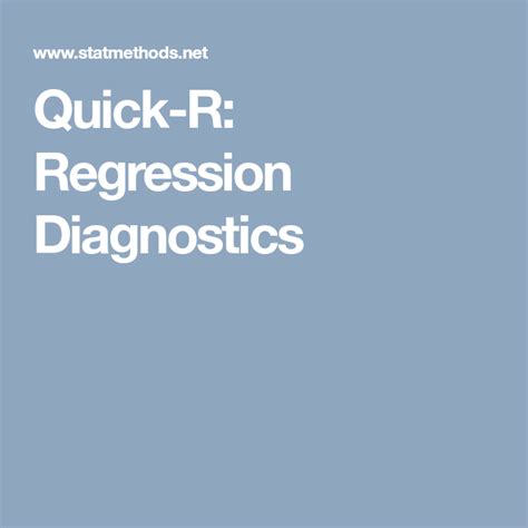 Quick R Regression Diagnostics