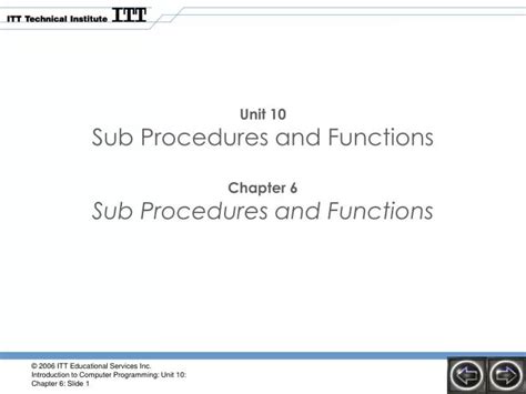 PPT Unit 10 Sub Procedures And Functions Chapter 6 Sub Procedures And