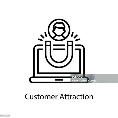 고객 어트랙션 벡터 개요 아이콘 디자인 일러스트레이션 흰색 배경 Eps 10 파일에 웹 및 모바일 응용 프로그램 기호 개념에 대한 스톡 벡터 아트 및 기타 이미지 Istock