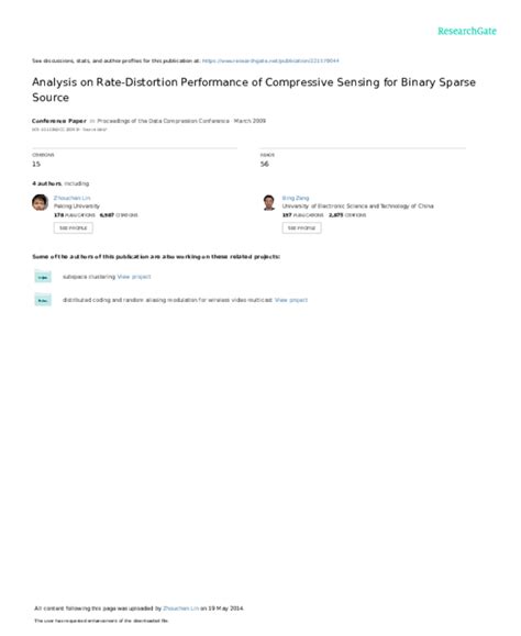 pdf analysis on rate distortion performance of compressive sensing