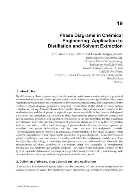 Pdf Phase Diagrams In Chemical Engineering Application To Distillation And … · 2018 9 25