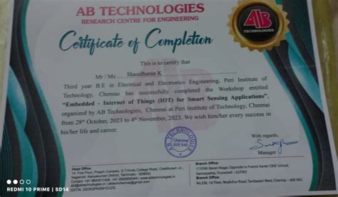 Shasi Dharan On Linkedin Have Completed A Workshop On Embedded Internet Of Thingsiot Using Smart