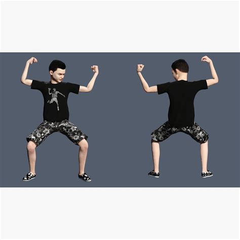 Realistic Boy In Black T Shirt 3d Model Download People On