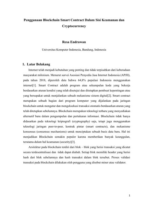 Pdf Penggunaan Blockchain Smart Contract Dalam Sisi Keamanan Dan