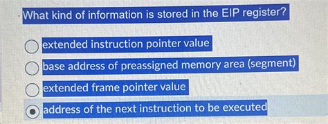 solved what kind of information is stored in the eip