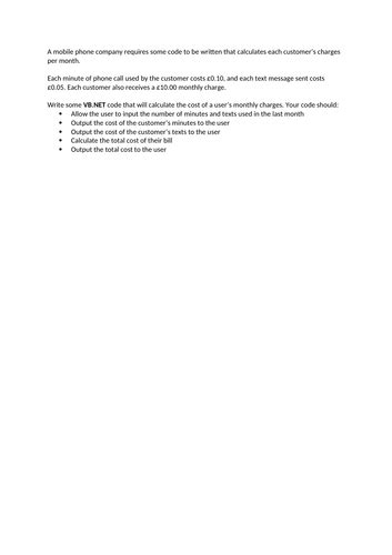 exam style vb programming questions gcse aqa teaching resources