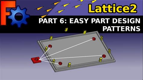 freecad lattice 2 easy part design patterns repeating lid latches and holes youtube