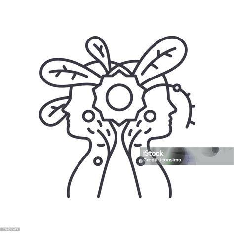 여성과 남자 심리학 아이콘 선형 절연 일러스트레이션 얇은 선 벡터 웹 디자인 기호 흰색 배경에 편집 가능한 스트로크와 개요 개념