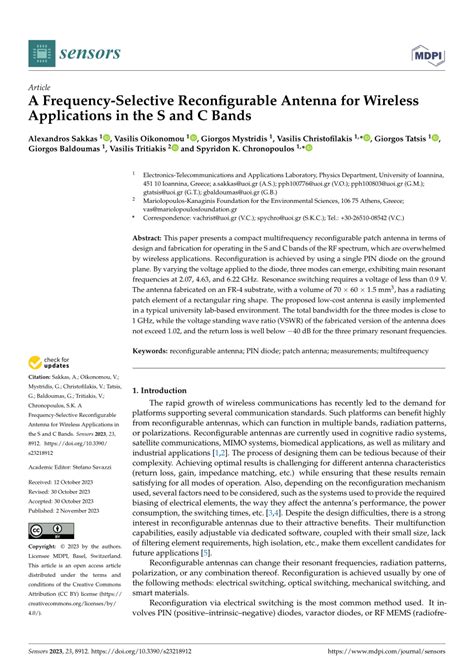 Pdf A Frequency Selective Reconfigurable Antenna For Wireless
