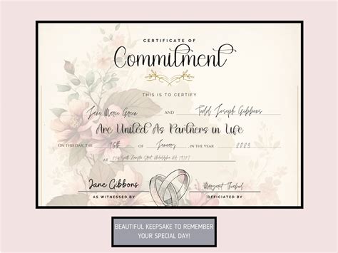 Vintage Printable Commitment Certificate Etsy