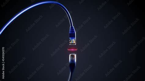 Ethernet Cable Plugging To The Lan Port Beautiful D Animation Abstract High Speed Computer