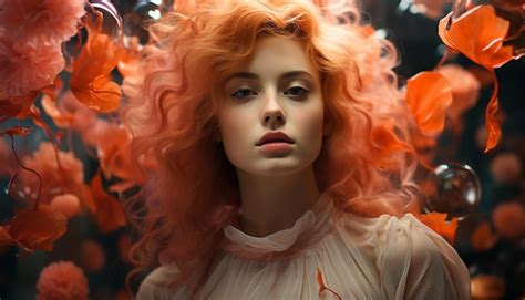 Joven Belleza En La Naturaleza Mirando A La C Mara Sonriendo Generada Por Inteligencia