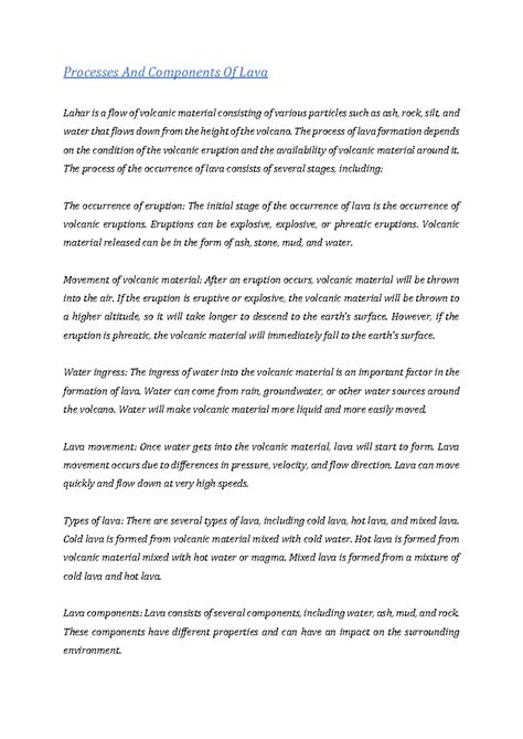 Processes And Components Of Lava The Process Of Lava Formation