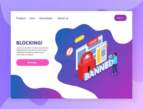 Internet Blocking Isometric Horizontal Flowchart With Banned Users And Deleted Accounts 3d