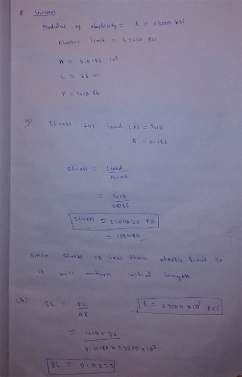 A Steel Has A Modulus Of Elasticity Of 29000 Ksi And An Elastic Limit Of 52 Wizedu A Steel Has A Modulus Of Elasticity Of 29000 Ksi And An Elastic Limit Of 52 Wizedu