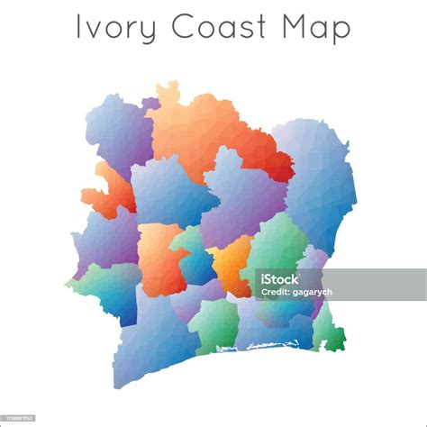 아이 보 리 해안의 낮은 폴 리 지도 3차원 형태에 대한 스톡 벡터 아트 및 기타 이미지 3차원 형태 경계 관광 Istock