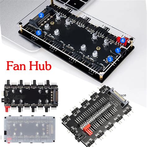 Argb 팬 Pwm 허브 1 8 멀티 웨이 스플리터 Aura 팬 쿨러 연장 케이블 어댑터 속도 컨트롤러 어댑터 12v 4 핀 Rgb 5v 3 핀
