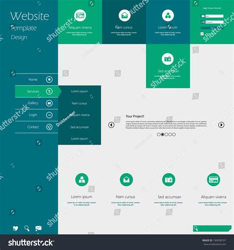 Flat Design Of The Menu For A Website Creative Web Design Stock Vector