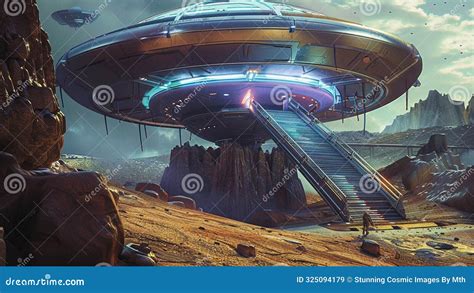 A Spaceship Staircase For Spacecraft Entrance And Exit Stock Illustration Illustration Of