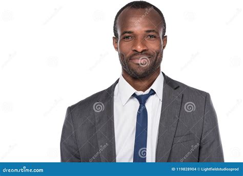 Portrait Of Smiling African American Businessman In Suit Stock Photo