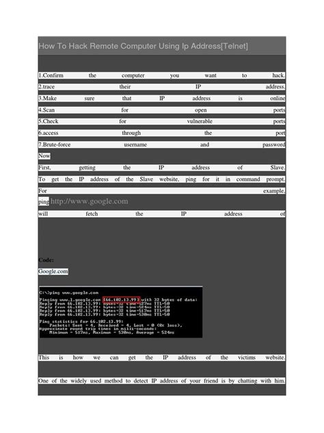 how to hack remote computer using ip address pdf