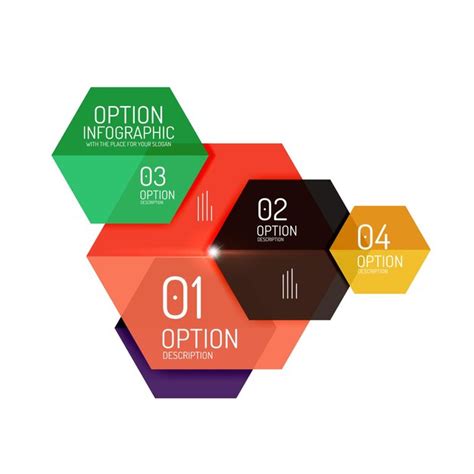 육각형 Infographic 다이어그램 템플릿 프리미엄 벡터