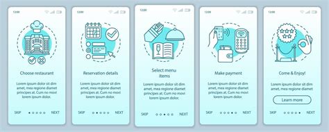 Restaurant Onboarding Mobile App Page Screen Vector Template Event Guest Meal Cafe Dinner Menu