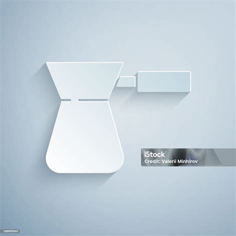 회색 배경에 격리 된 종이 컷 커피 터크 아이콘 종이 아트 스타일 벡터 0명에 대한 스톡 벡터 아트 및 기타 이미지 0명 3차원 형태 고전 양식 Istock