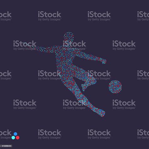 축구 선수 공입니다 사람의 그림자는 점선된입니다 벡터 일러스트입니다 Championship에 대한 스톡 벡터 아트 및 기타 이미지 Championship 거친 필름