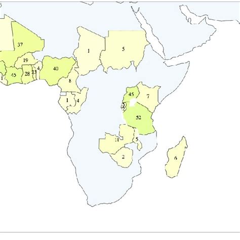 3 Choropleth Map Of Africa Showing Number Of S Melongena Accessions Download Scientific