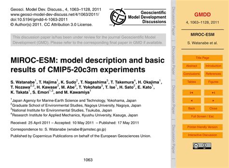 pdf miroc esm model description and basic results of cmip5 20c3m