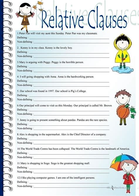 Worksheet On Relative Clause