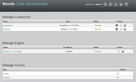 novell doc mobility pack administration guide accessing synchronizer