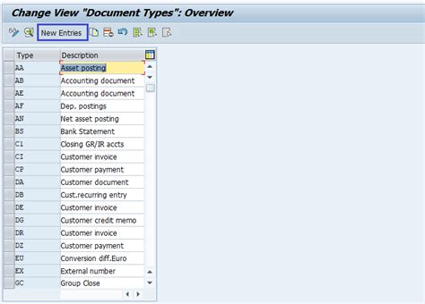 Sap Fi Document Type Keys