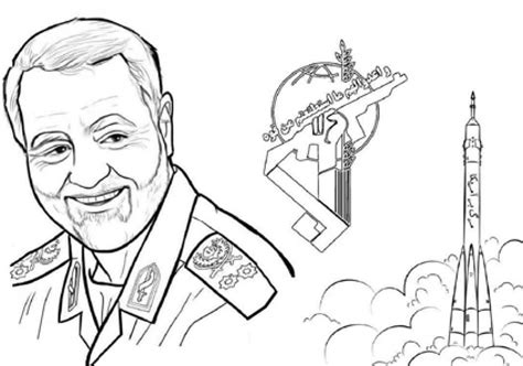 نقاشی سردار سلیمانی ساده و آسان برای کودکان و مدرسه ستاره