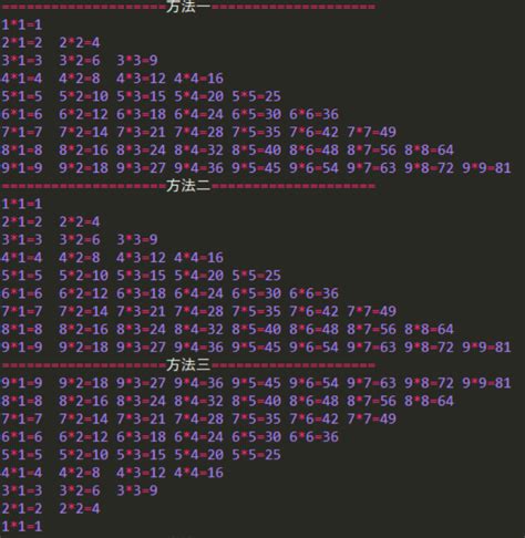 用python输出九九乘法表的方法 编程语言 亿速云