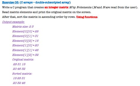Solved Write A C Program That Creates An Integer Matrix M By