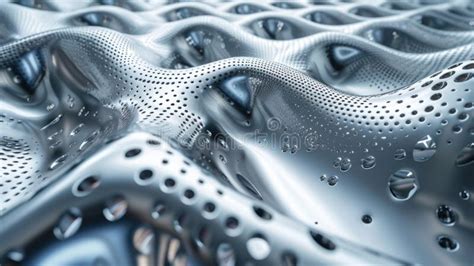 An Abstract Steel Surface Reflecting Precision Engineering With Polished Geometric Patterns