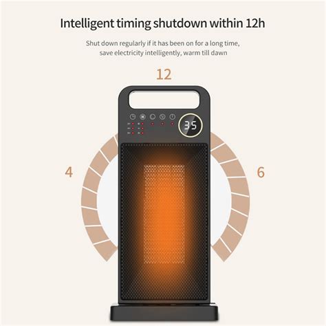 Lcd 디지털 디스플레이 회전식 리모콘 히터 Ptc 세라믹 난방 히터 사양 Eu 플러그검은색