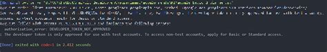 Authorization Error Developer Token Not Approved 이