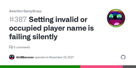 setting invalid or occupied player name is failing silently · issue