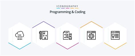 Programming And Coding 25 Line Icon Pack Including Development Browser