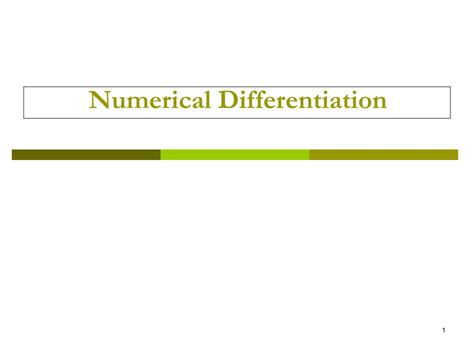 Numericaldifferentiationsexploring Numerical Differentiation