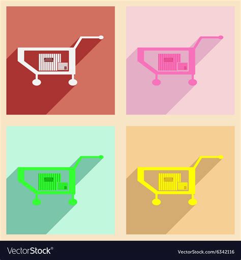 Flat With Shadow Concept And Mobile Application Vector Image