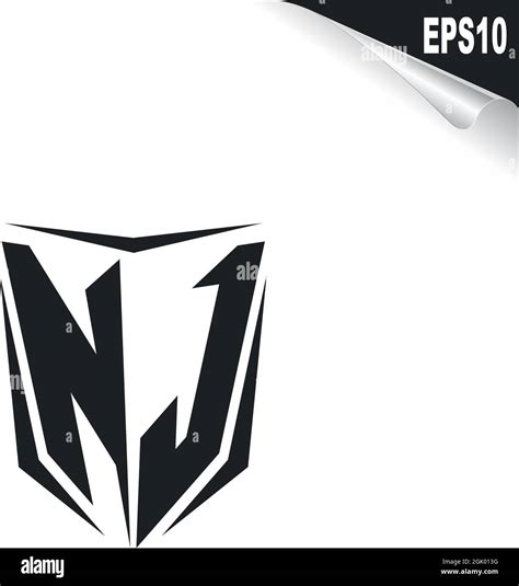 Initial Nj Logo Design With Shield Style Logo Business Branding Stock