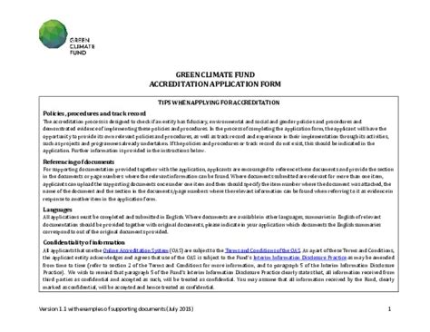 Accreditation Application Form Green Climate Fund