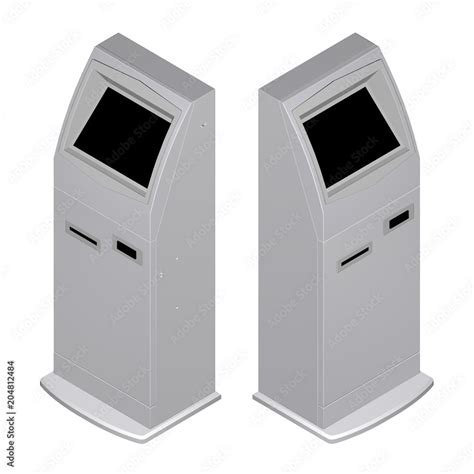 POS Terminal With Touchscreen In Orthogonal Projection Isometric Isolated On White Background