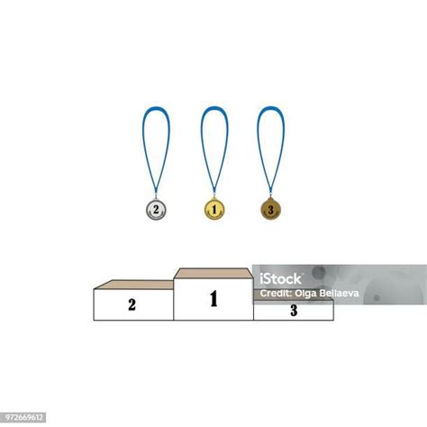 Ilustración De Podio De Ganador De Deporte Pedestal Y Medallas