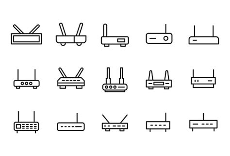 Sekumpulan Ikon Garis Tipis Modern Dari Router Ilustrasi Stok Unduh Gambar Sekarang